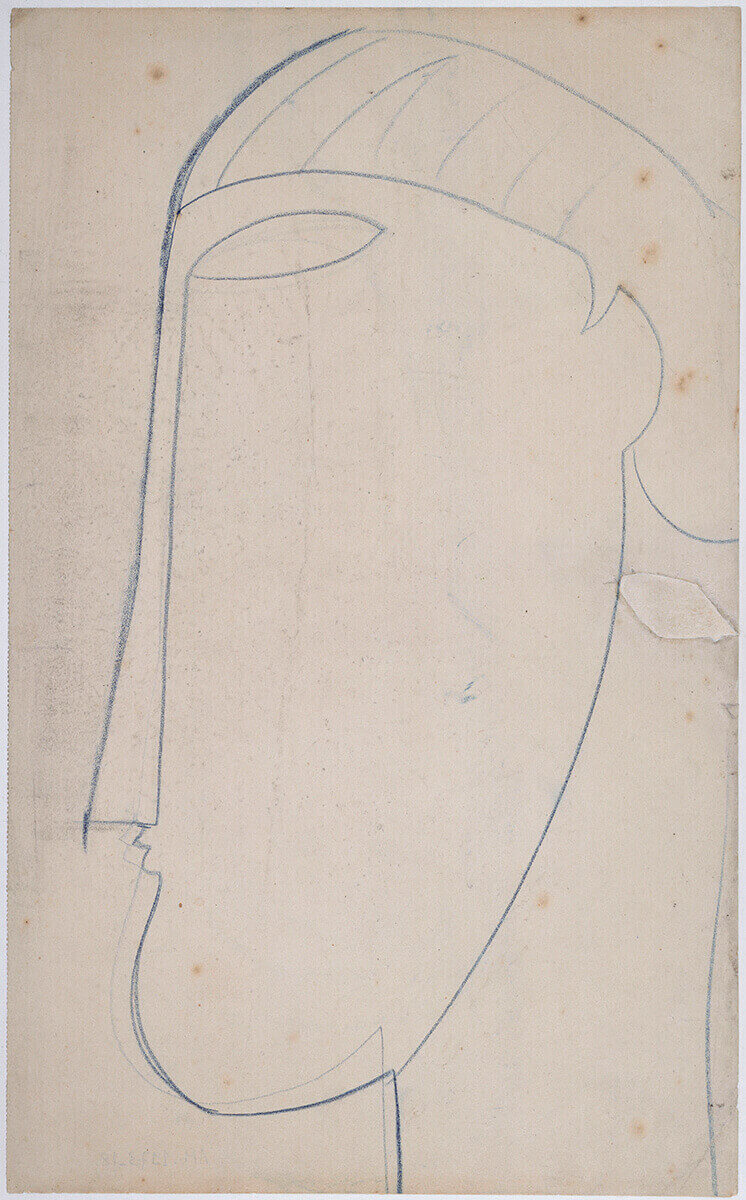 Amedeo Modigliani. Testa di profilo, 1912, matita blu su carta. Centre ...