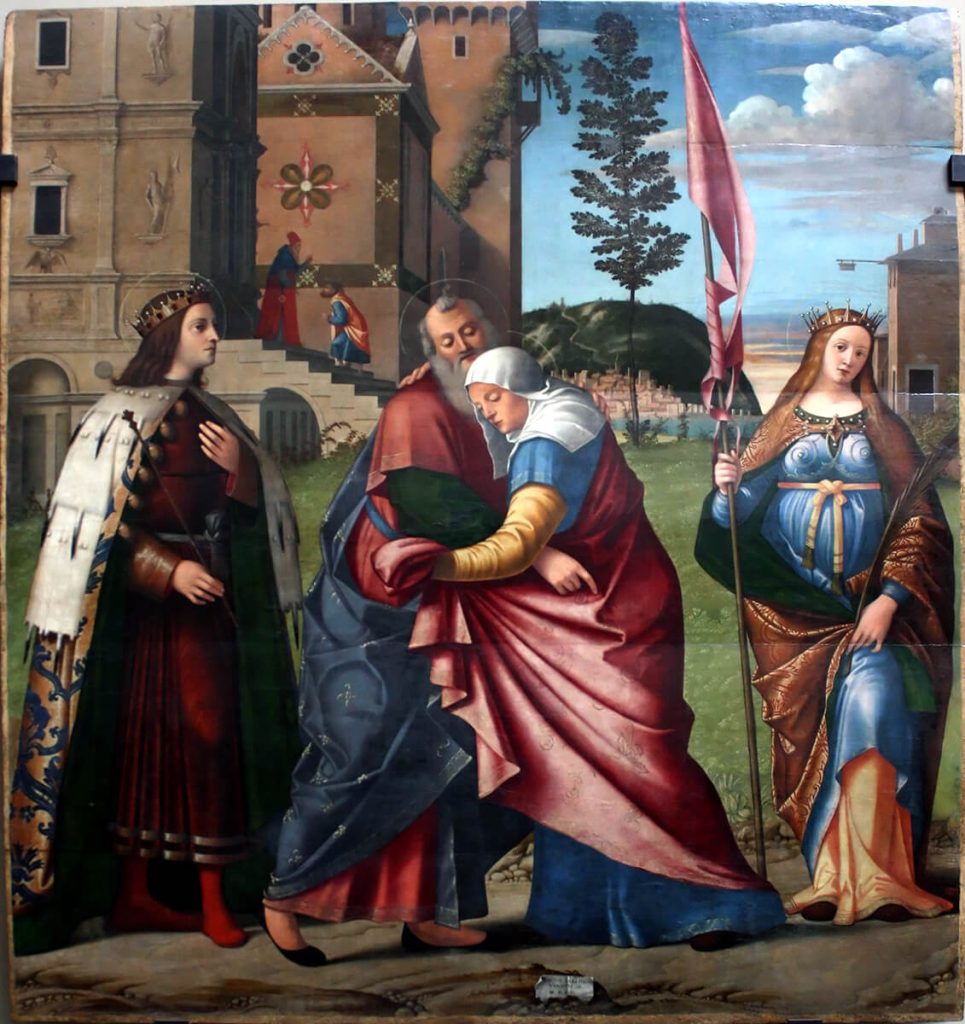 Vìttore Carpaccio. Incontro dei SS. Gioacchino ed Anna, con i SS. Luigi ...