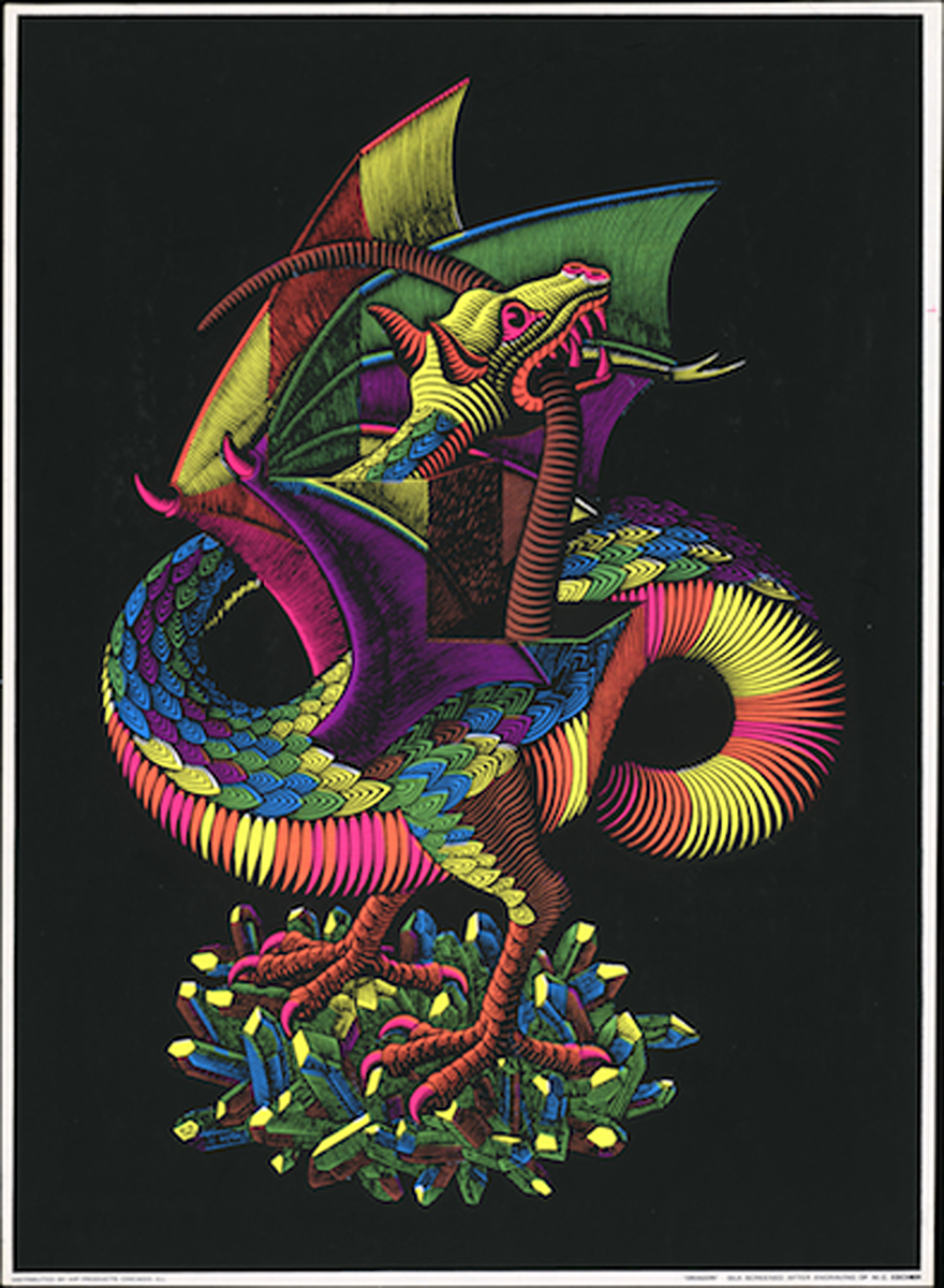Escher. Hip Products Dragon Black. Light Poster, cm 77x58. Collezione ...